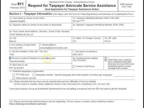FORM 911: How to Request a Taxpayer Advocate Form